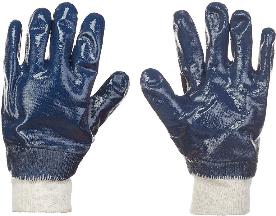 Перчатки полиэстеровые с нитриловым обливом манжета на резинке Hesler бело-синие 10 (L) (668643/5868)