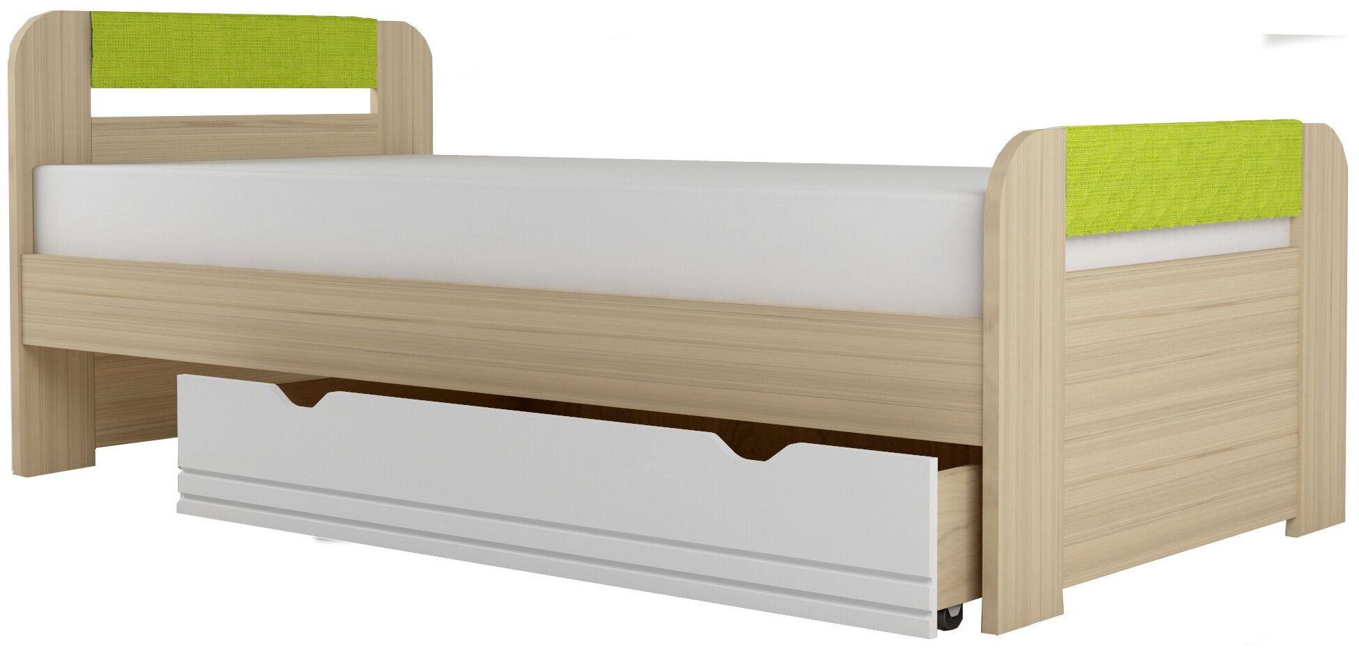 Кровать 900 Луиза КР-1 туя светлая/лайм/белый глянец