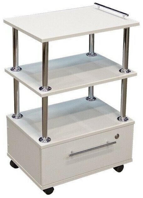 Этажерка на колесиках/тележка/столик косметологическая с 1 ящиком 50х35х75 см Белый