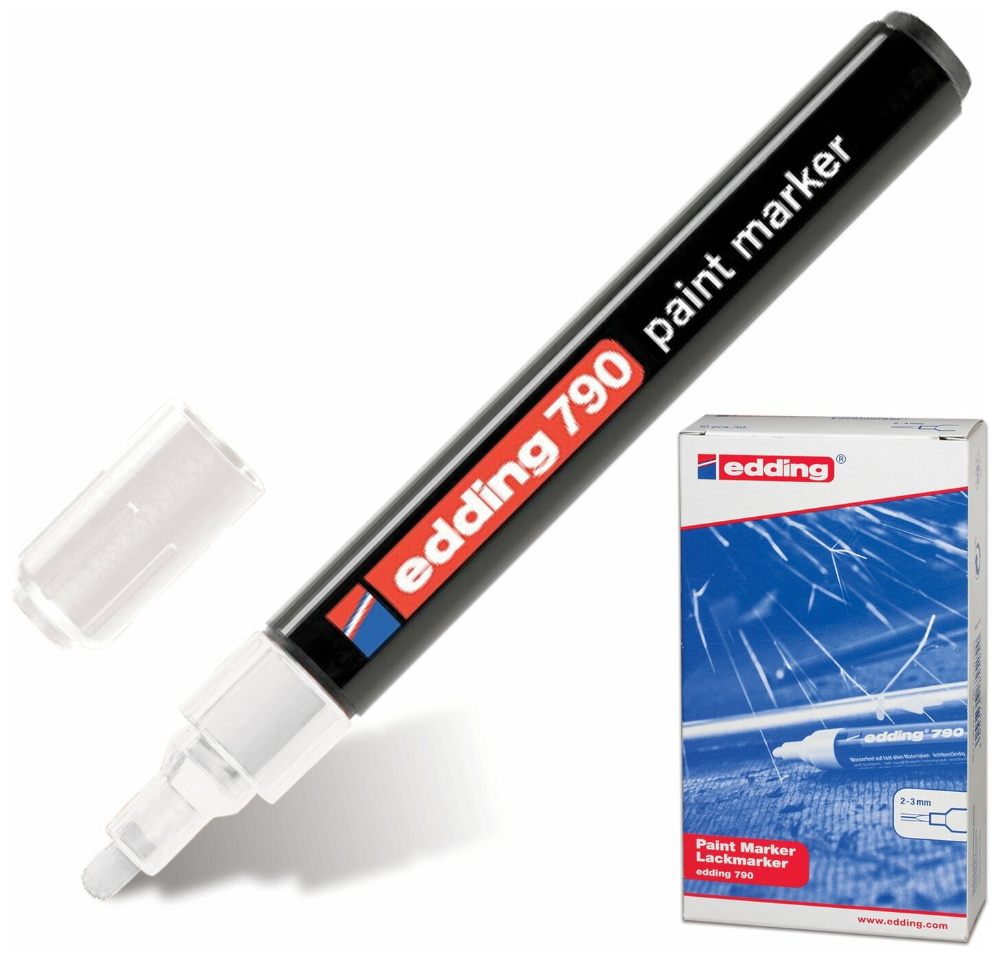 Маркер-краска лаковый EDDING "790", 2-4 мм, белый, круглый наконечник, пластиковый корпус, E-790/49