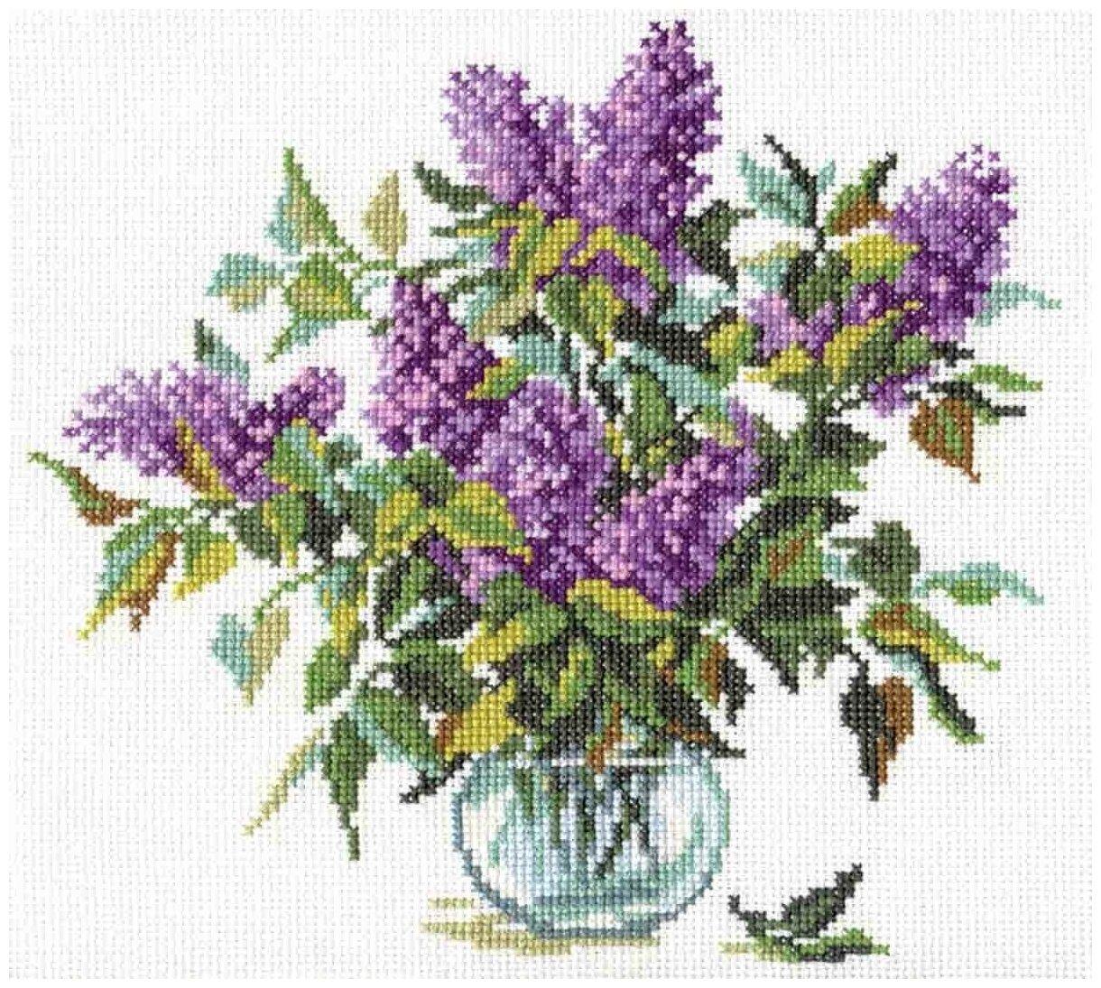 Набор для вышивания крестом Алиса "Букетик сирени" 21х21 см 2-05 Творческий набор с комплектом качественных ниток мулине, хлопковой канвой, удобной иглой, подробной схемой и инструкцией