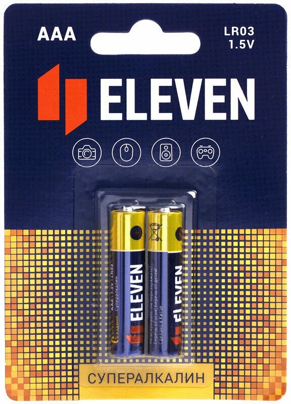 Батарейка Eleven SUPER AAA (LR03) алкалиновая, BC2, 18 штук, 301753