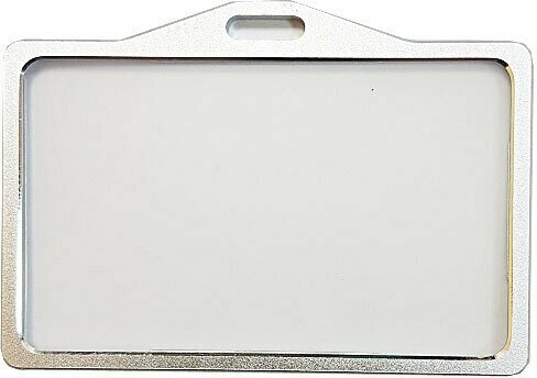 Бейдж для пропуска горизонтальный 10 шт / держатель для карт / бейдж металлический / серебристый