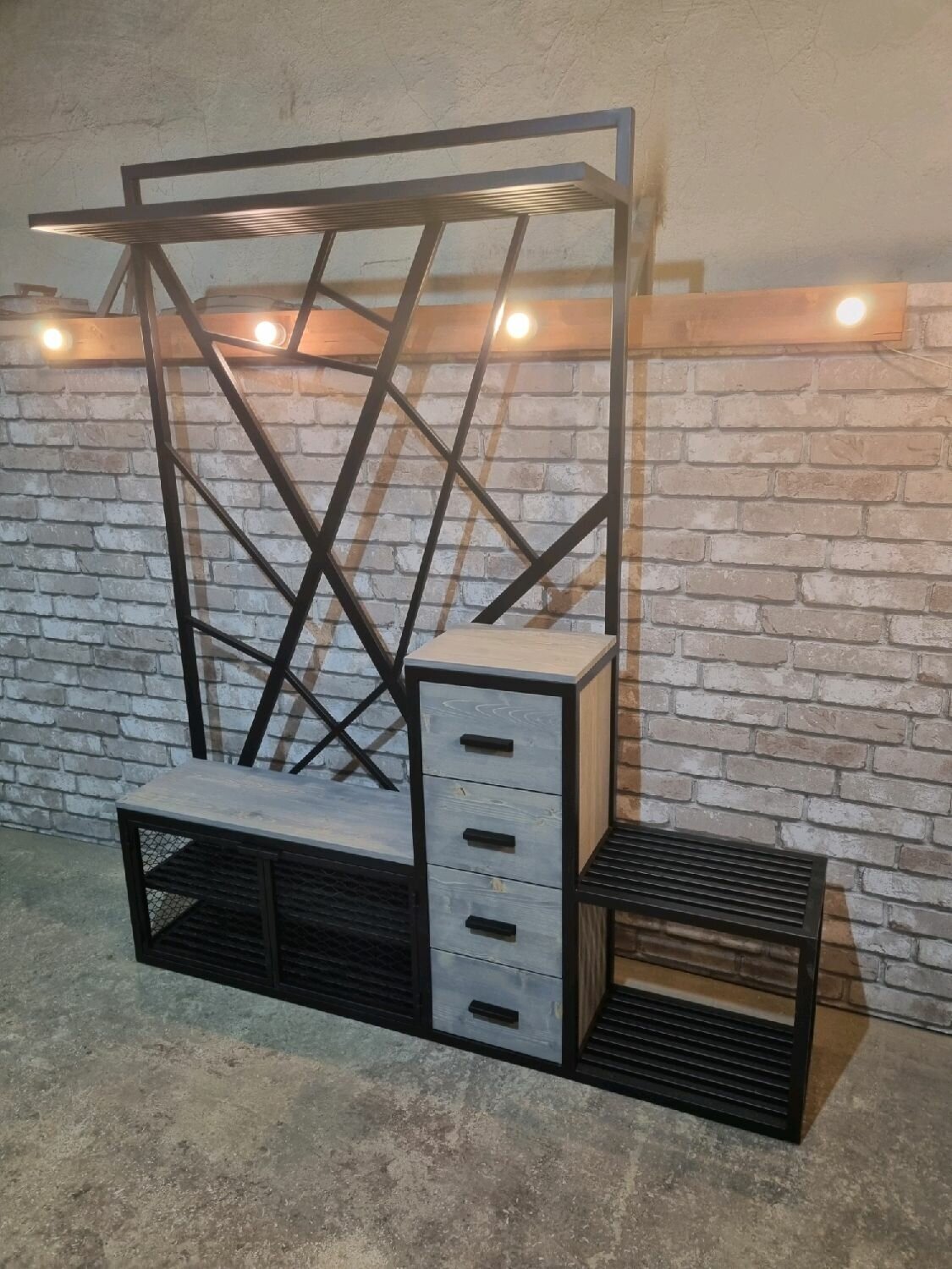 Гардеробная "EasyLOFT" в стиле лофт, вешалка, 180х40х200 см.