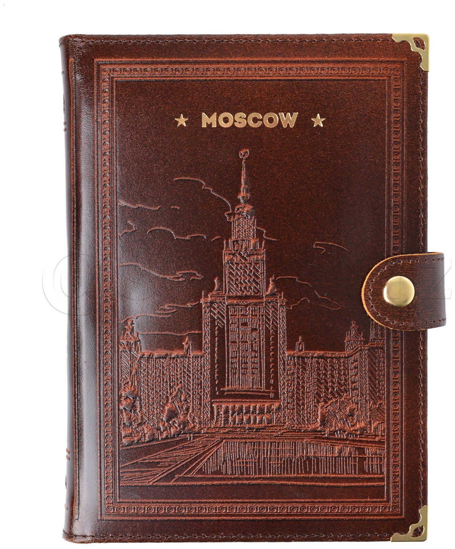 Ежедневник ArtLez недатированный А5, коричневая натуральная кожа с текстурным тиснением "МГУ", золотой срез