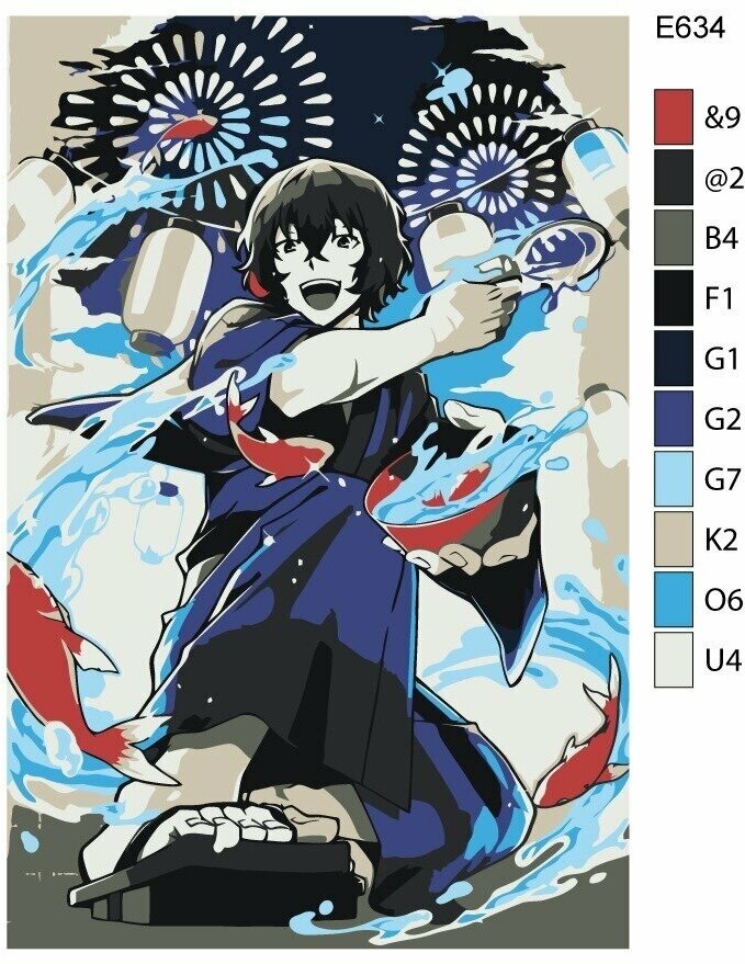 Детская Картина по номерам E634 "Аниме - великий из бродячих псов. Осаму Дазай" 20х30