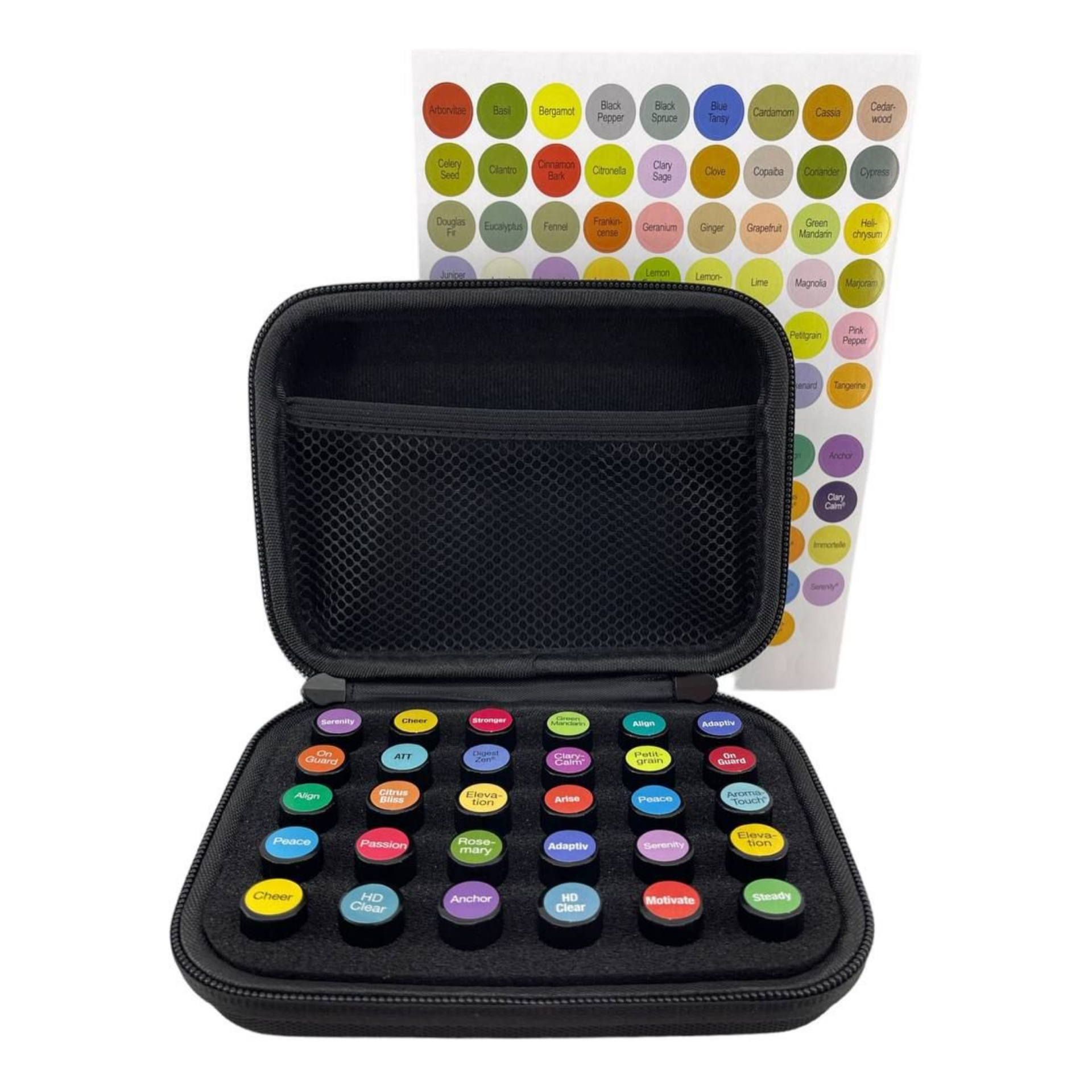 Аромабокс - сумочка, черная молния + 30 флакона по 2 мл + наклейки