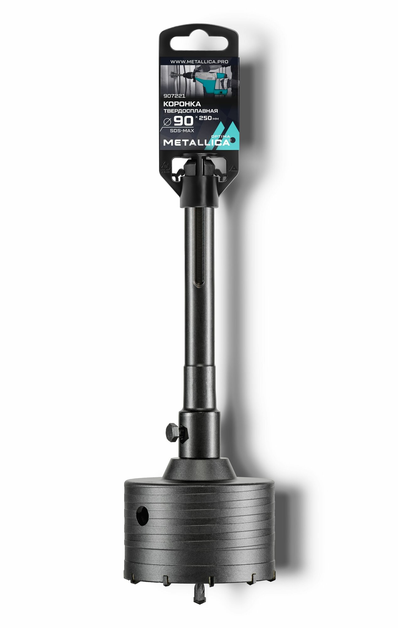 Коронка тв. спл. SDS-max METALLICA Optima 90x250/110 мм, h 50мм, М22,0х2,0 мм, с адаптером