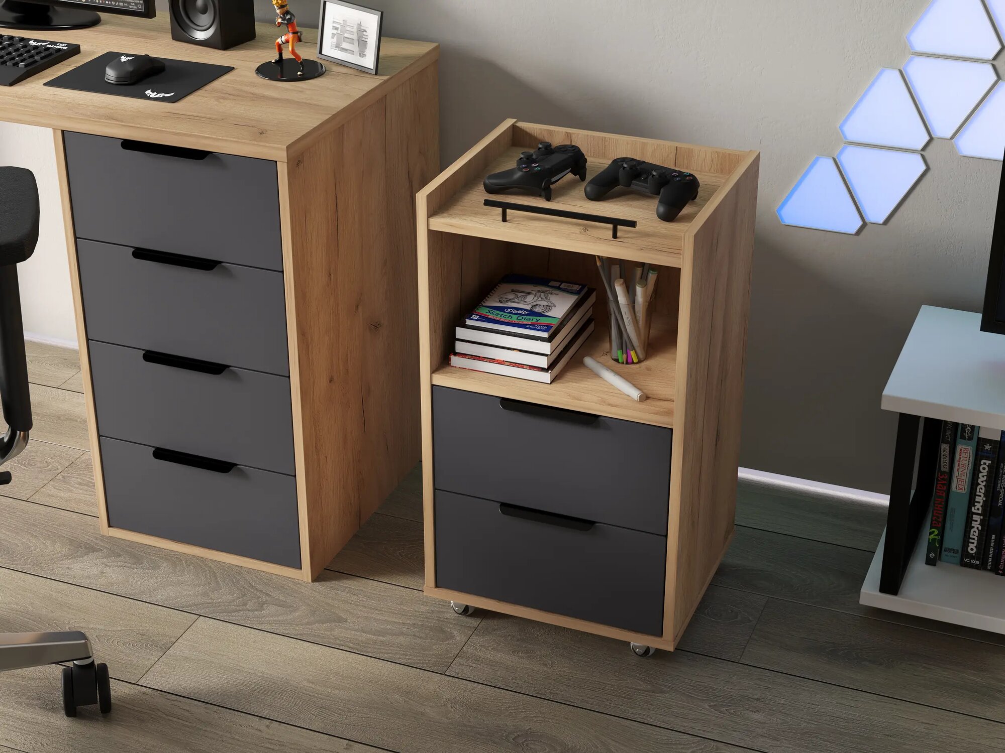 Compass Тумба К-30 дуб крафт золотой/графит