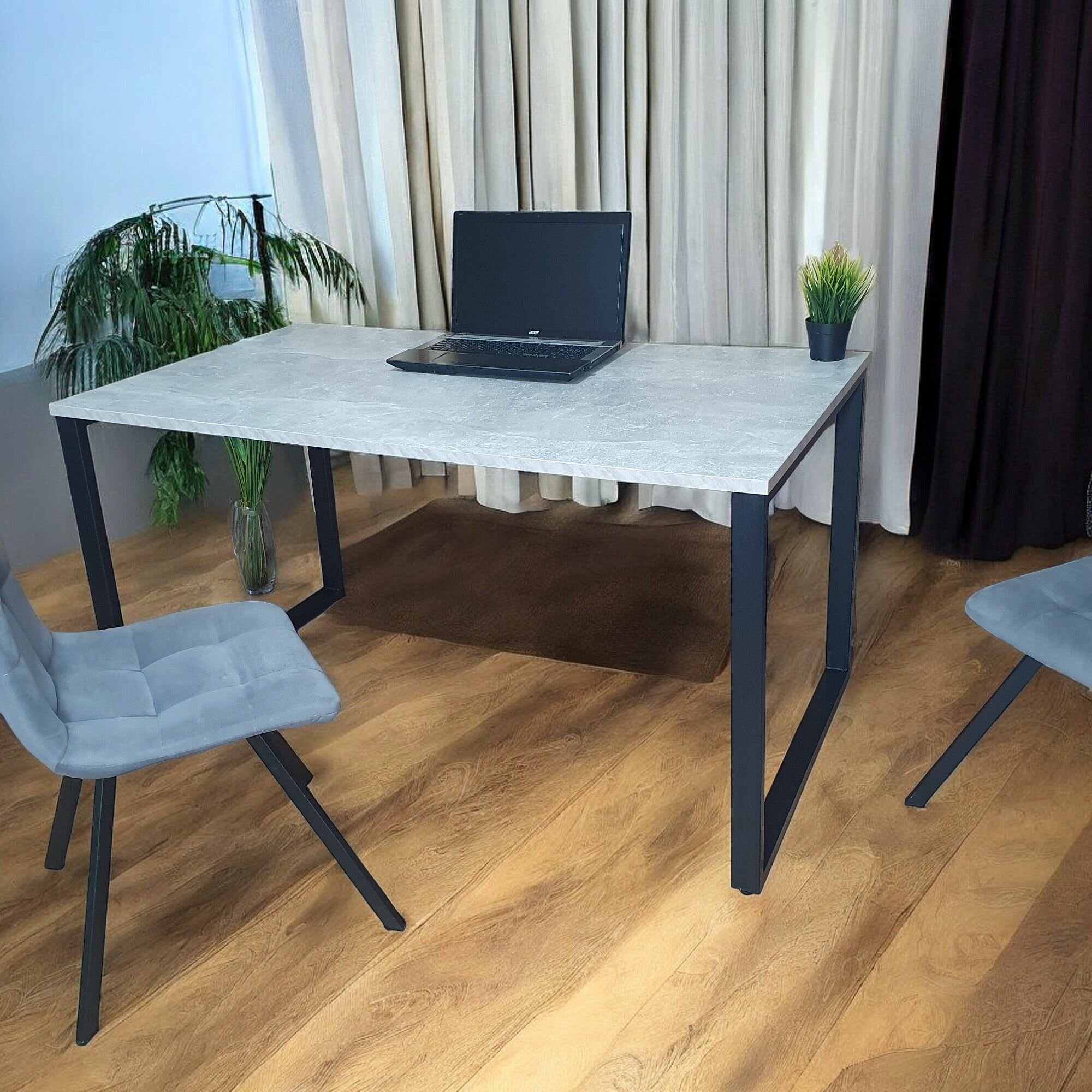 Письменный стол/ Лофт, 140*80 см, цвет столешницы Бетон светлый, Ножки лофт черные