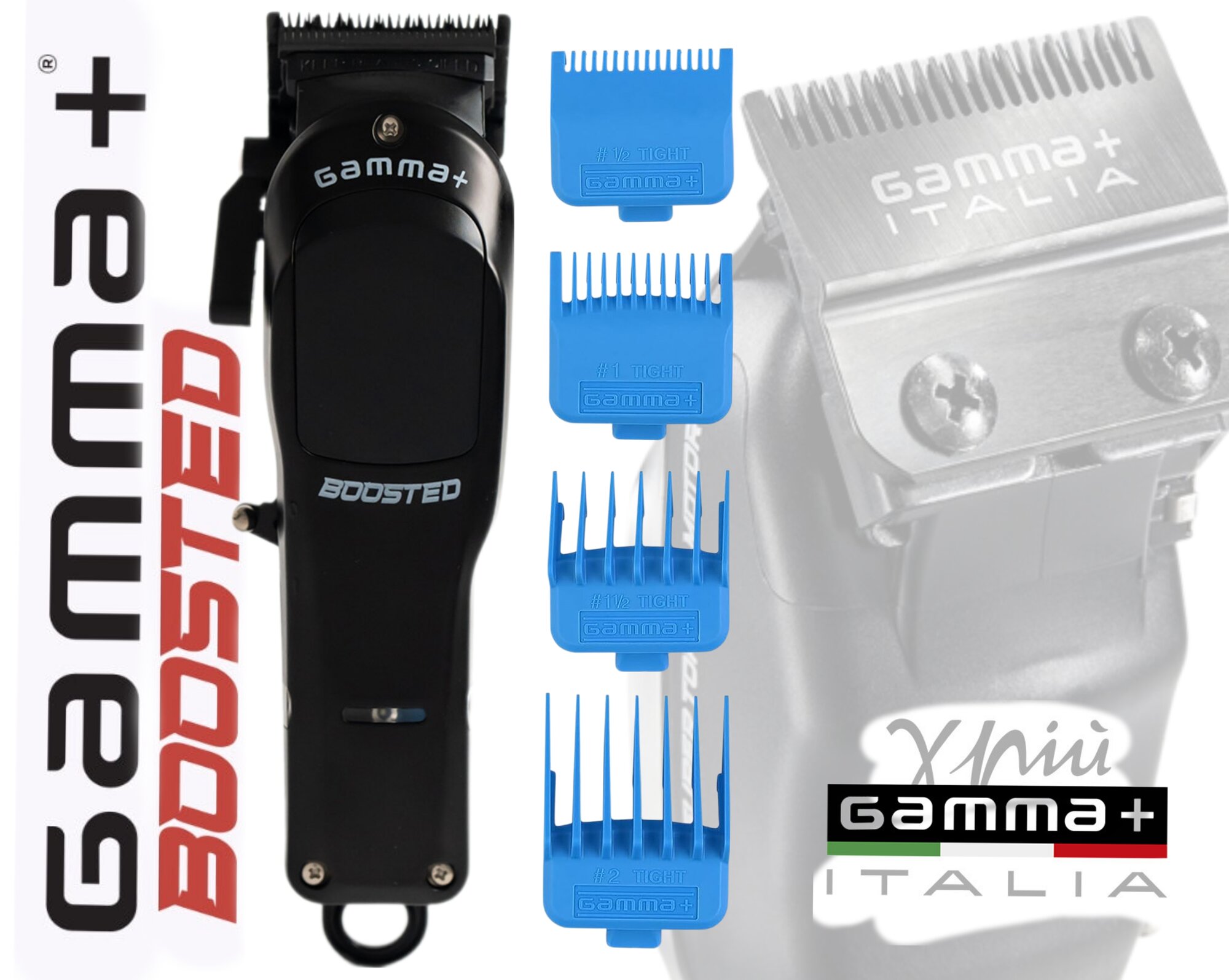 Профессиональная машинка для стрижки Gamma+ Boosted, Новый тип насадок, 7200об/мин