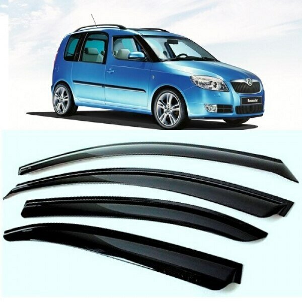Дефлекторы боковых окон SKODA Roomster Шкода Румстер / Praktik Практик 2006/ 2010 2шт передние