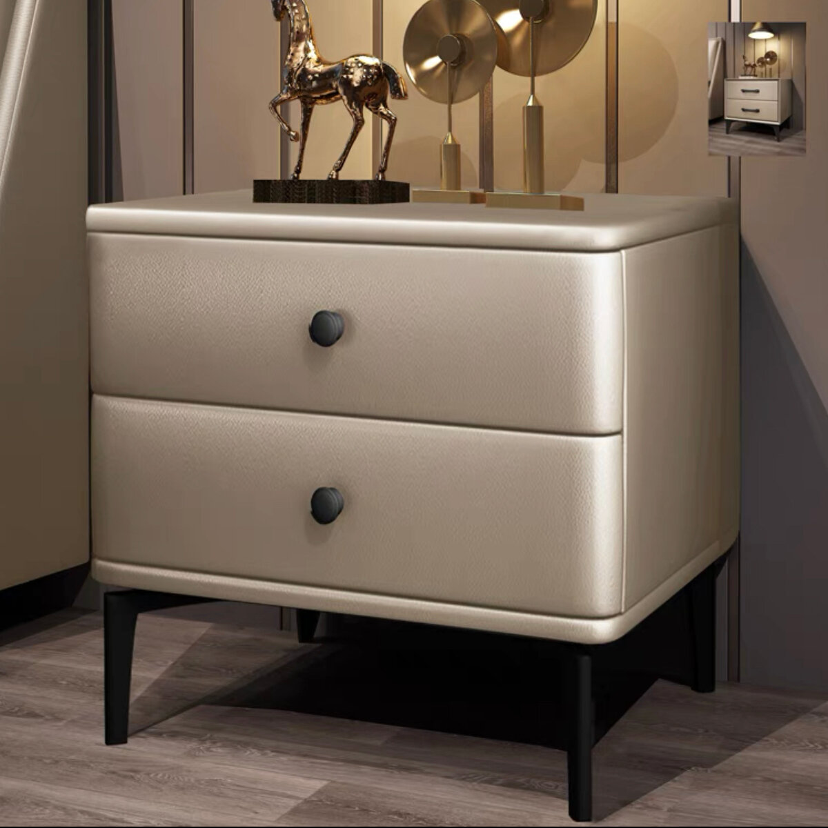 Прикроватная тумбочка Magenta (Шампань / столешница экокожа)