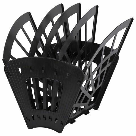 2 шт. Лоток для бумаг веерный STAFF 5-ти секционный, 4 отделения, сетчатый, черный, 237021