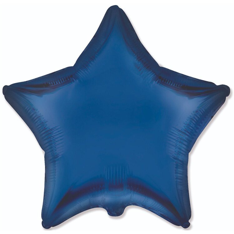 Шар (18'/46 см) Звезда, Темно-синий, Сатин, 1 шт.