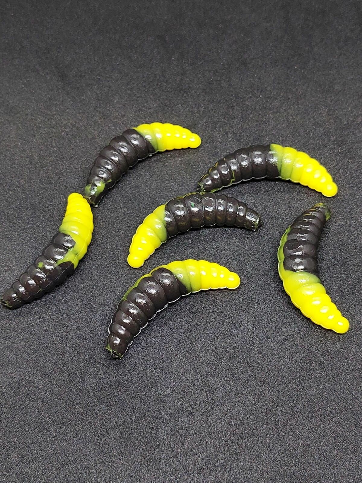 Форелевая приманка Big Maggot. 48 мм. Черный-желтый