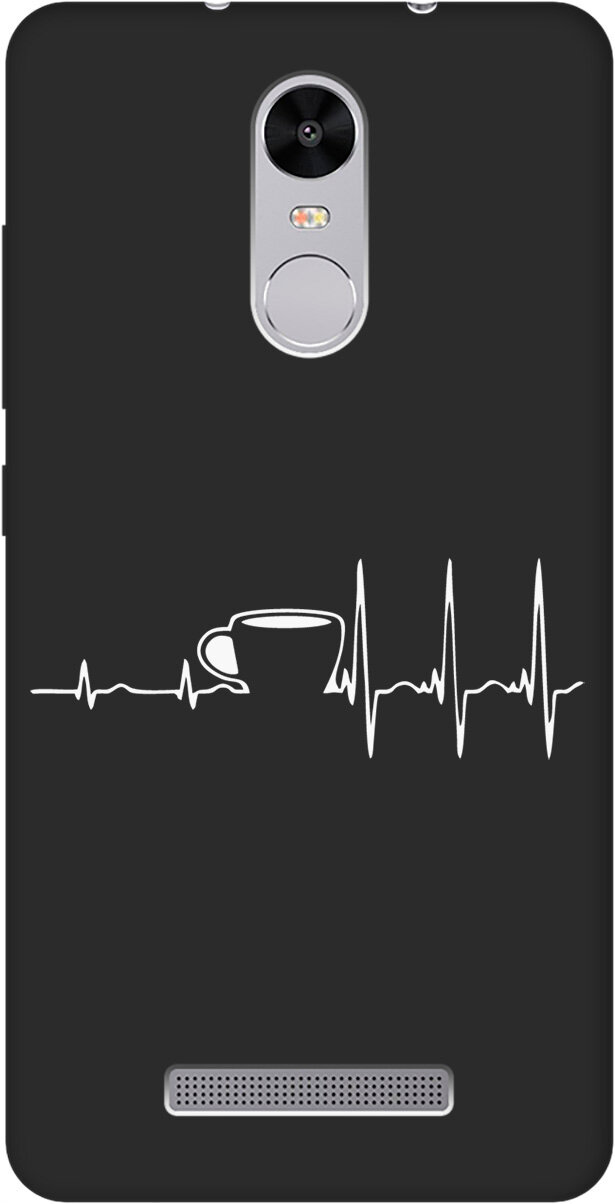Матовый чехол Coffee Cardiogram W для Xiaomi Redmi Note 3 / Note 3 Pro / Сяоми Редми Ноут 3 / Ноут 3 Про с 3D эффектом черный