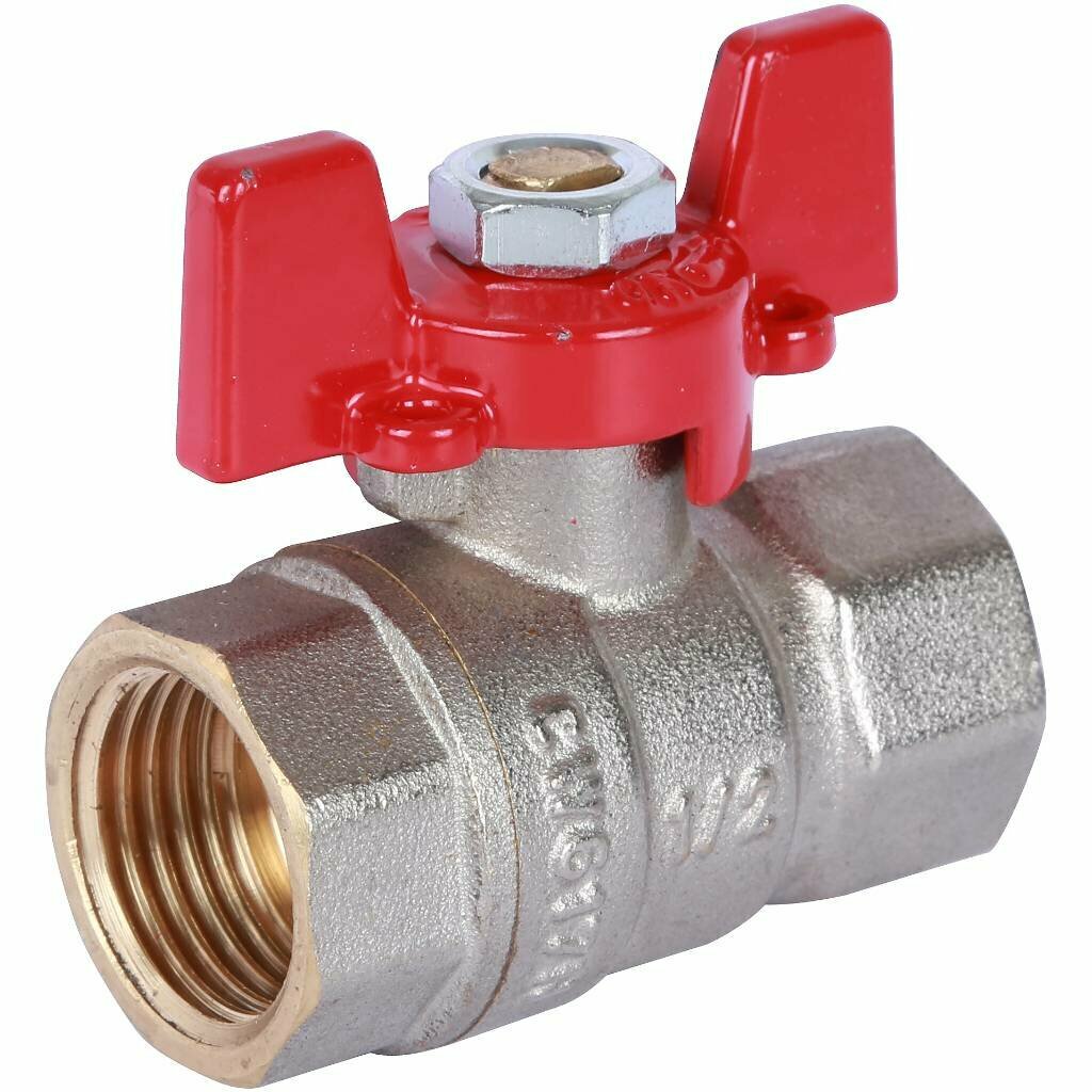 Кран шаровый ROMMER 1/2" ВВ - полный проход, бабочка