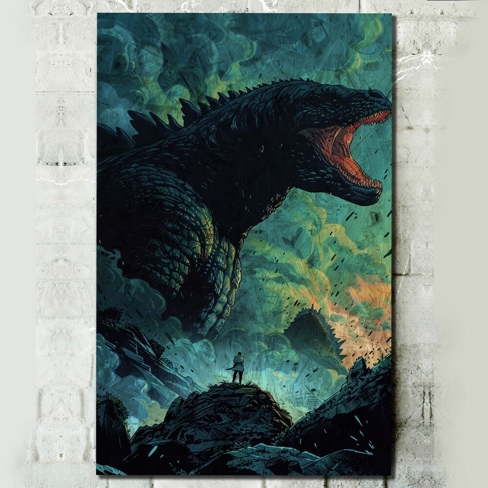 Картина интерьерная на рельефной доске фильм Годзилла (Godzilla, Кайдзю) - 15619 В
