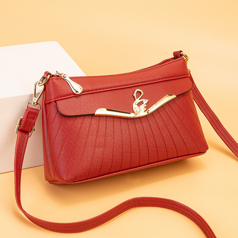 Новая женская сумка через плечо Guangzhou Hengli 2024 года, многофункциональная, для матерей среднего и пожилого возраста, мягкая кожаная маленькая сумка