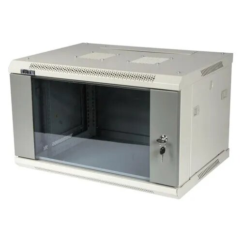 Шкаф коммутационный LanMaster PRO TWT-CBWPG-4U-6X4-GY настенный, стеклянная передняя дверь, 4U, 600x279x450 мм