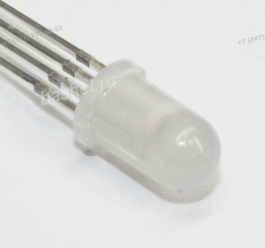 LED DIP 5mm DFL-5613RGBW-C 4pin, cathode, Светодиод, круглый матовый 5мм, RGB, 1000mcd, 60°, 1.8/2.5/3.2V