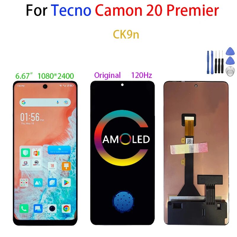 Оригинальный AMOLED-дисплей для Tecno Camon 20 Premier CK9n, ЖК-дисплей, сенсорный экран для Camon20 Premier, сменный ЖК-дисплей с дигитайзером