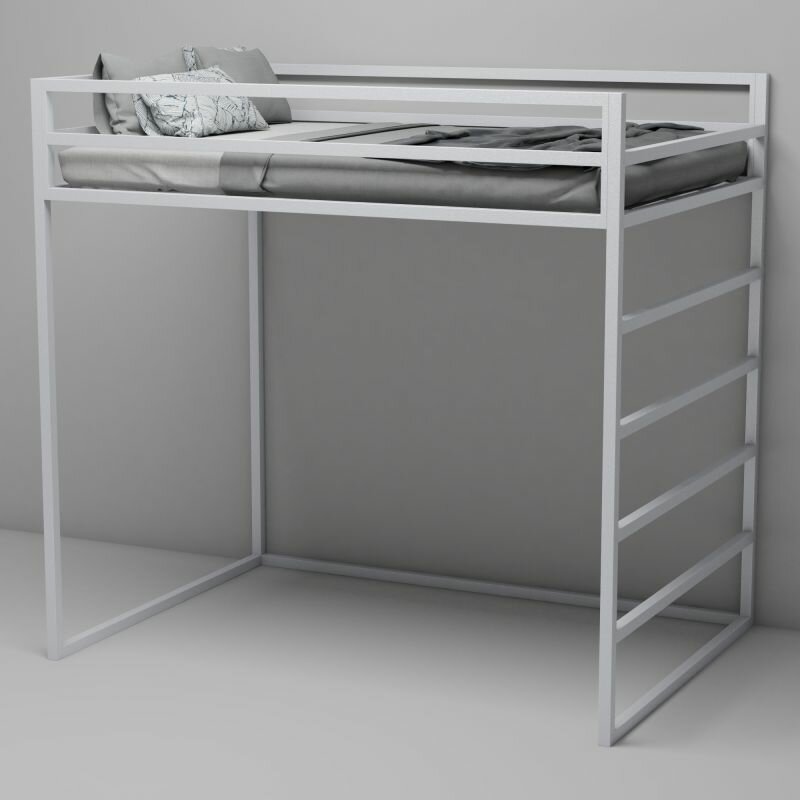 Кровать-чердак, двухспальная, металлическая, 160х200 см цвет белый стиль лофт