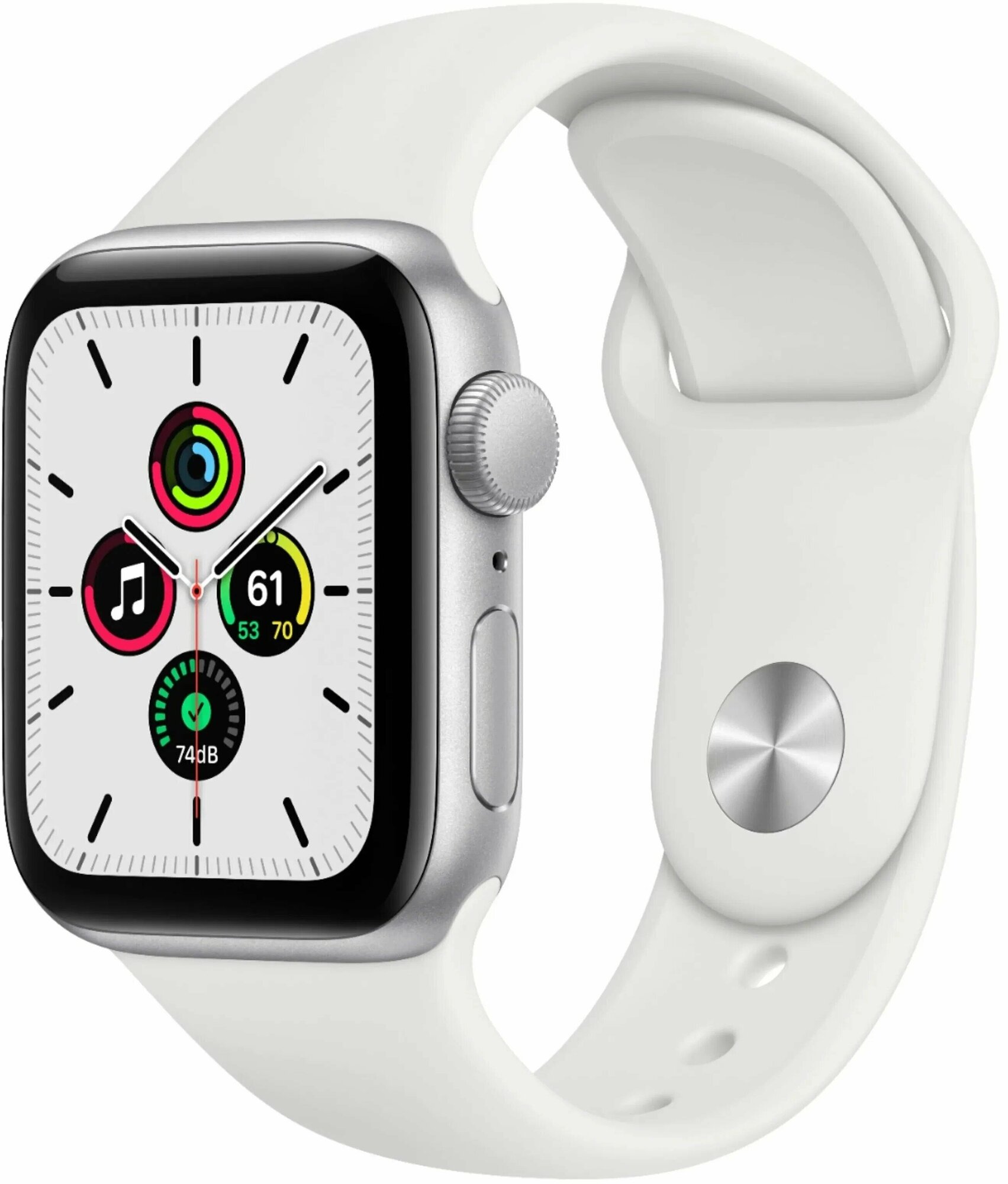 Умные часы Apple Watch Series SE Gen 2 44 мм Aluminium Case GPS, silver/white Sport Band