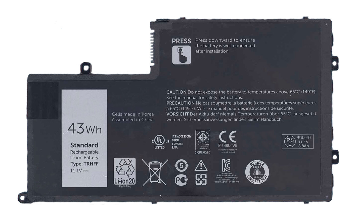 Аккумуляторная батарея для ноутбука Dell Inspiron 15-5545 15-5547 15-5548, Inspiron 14-5447, Latitude 3550 3450 11,1V 43Wh TRHFF