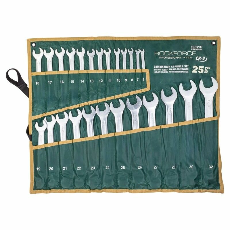 Набор ключей комбинированных 25 предметов ROCKFORCE, в чехле