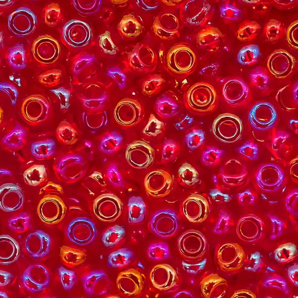 Бисер Preciosa 91070 прозрачный красный радужный (10/0) 2.3 мм, 5 г, цена за 2 уп.