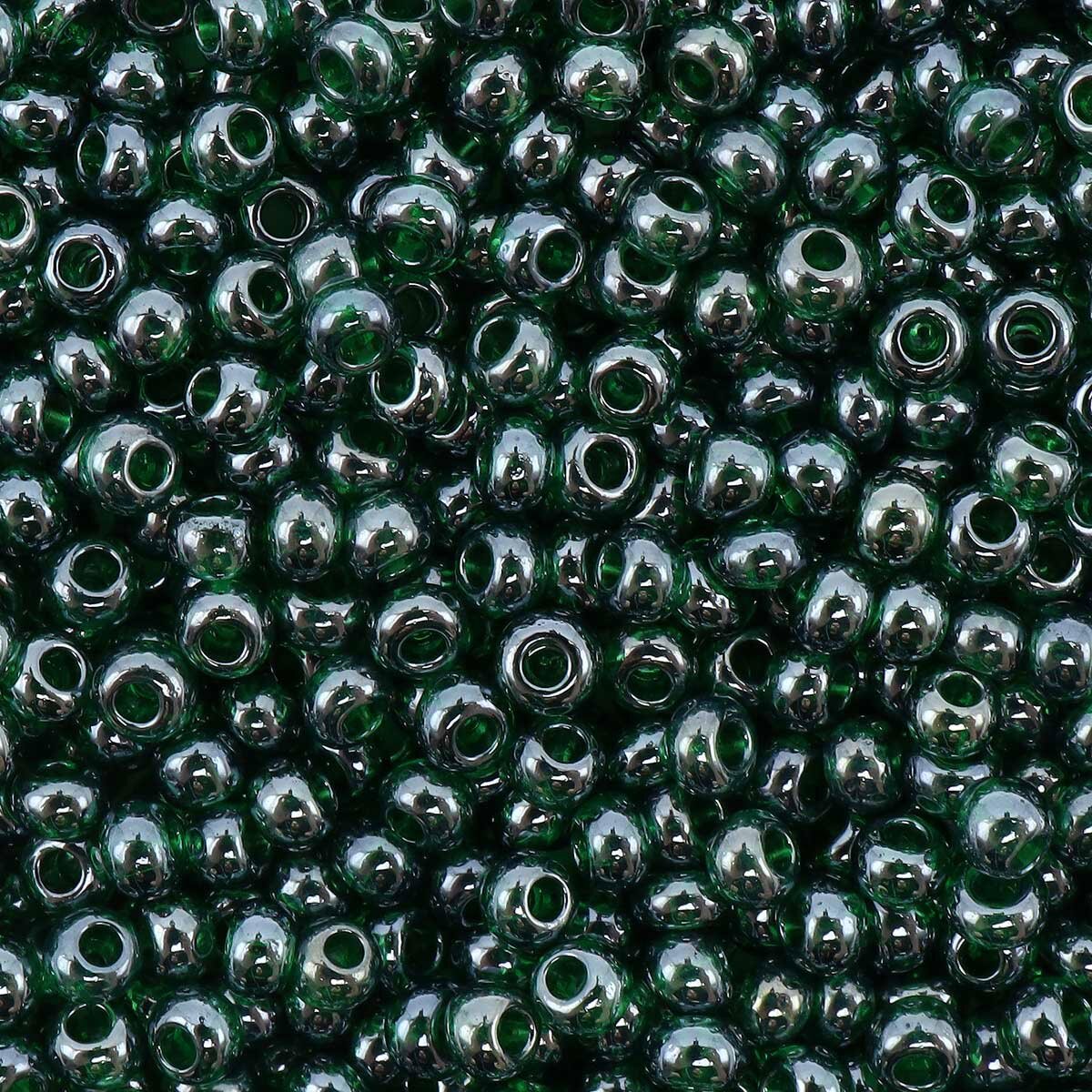 Бисер Preciosa 56060 прозрачный блестящий темно-зеленый (10/0) 2.3 мм, 5 г, цена за 2 уп.