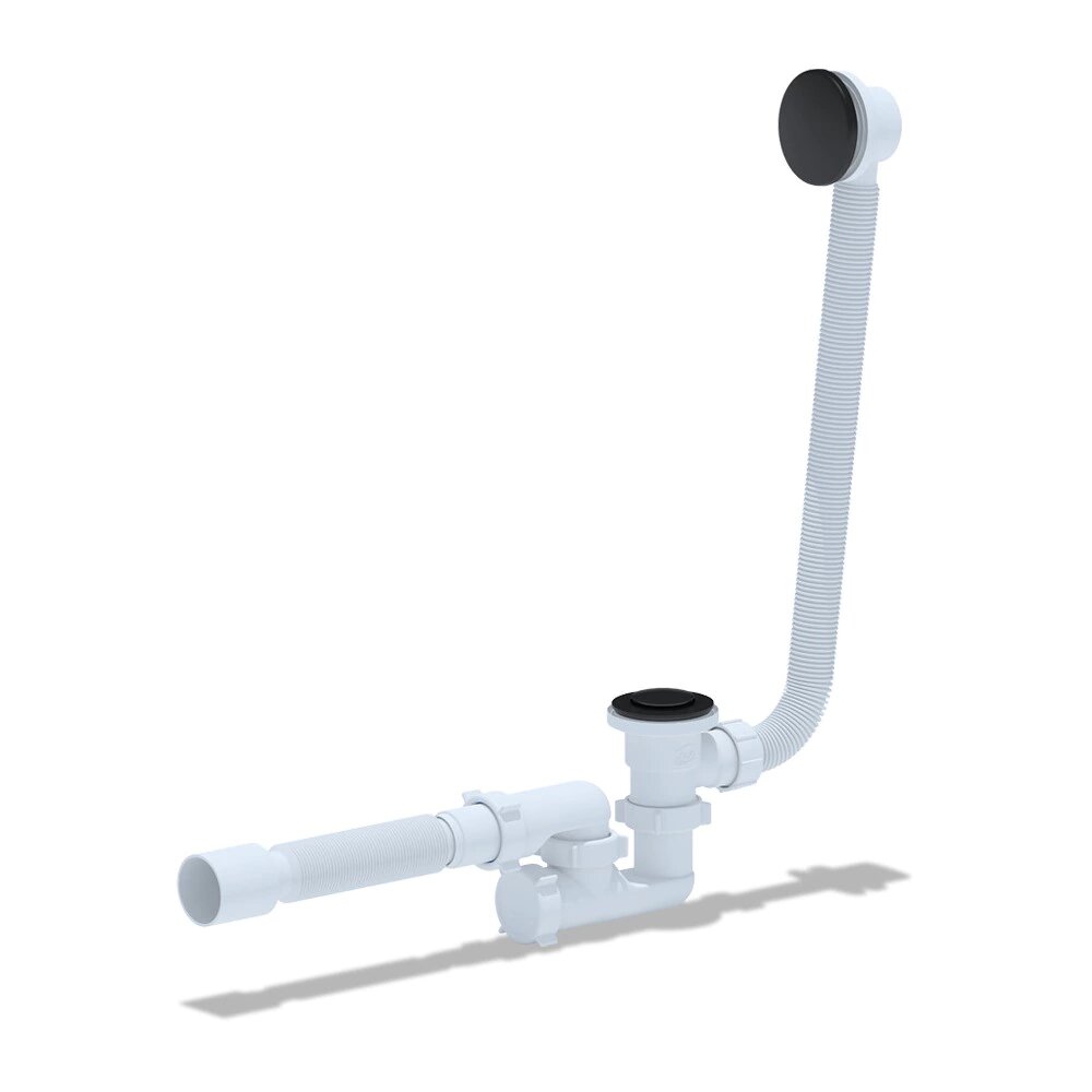 Сифон для ванны АНИ пласт клик-клак c гофротрубой 40х40/50 черный