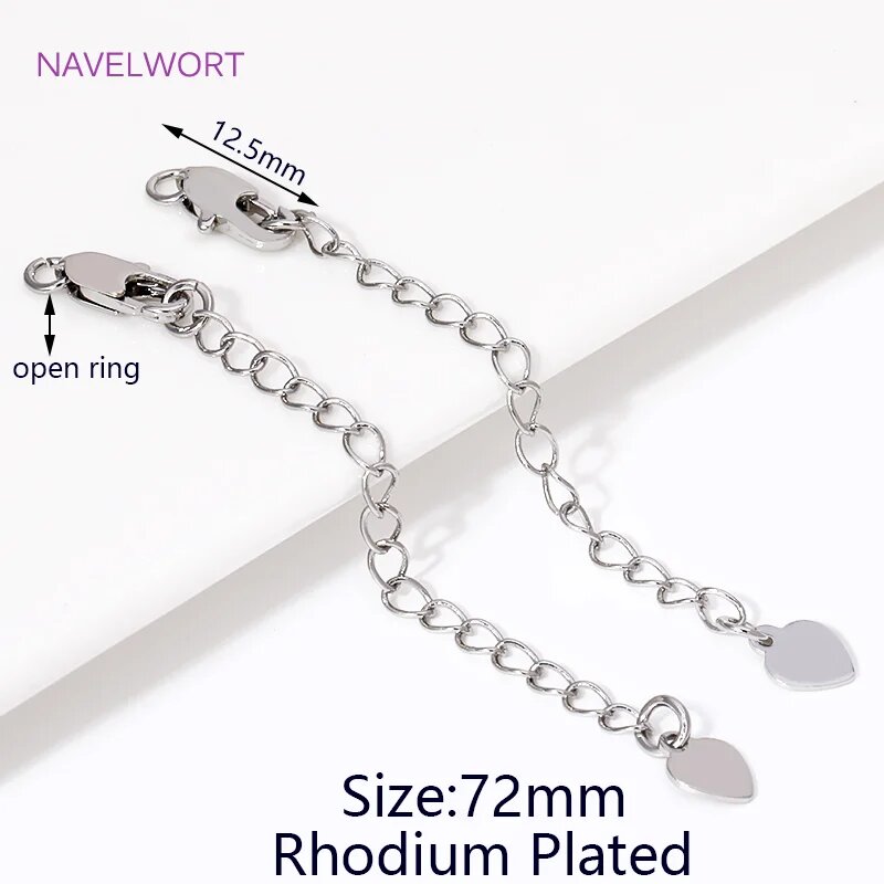 Цепочка-удлинитель NAVELWORT, Rhodium Plated, 72 мм, 5 шт.