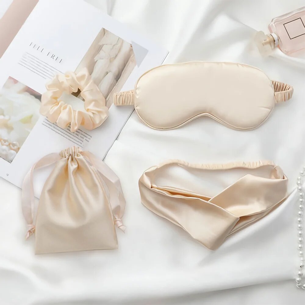 Маска для сна из искусственного шелка 4-х предметов Apricot M