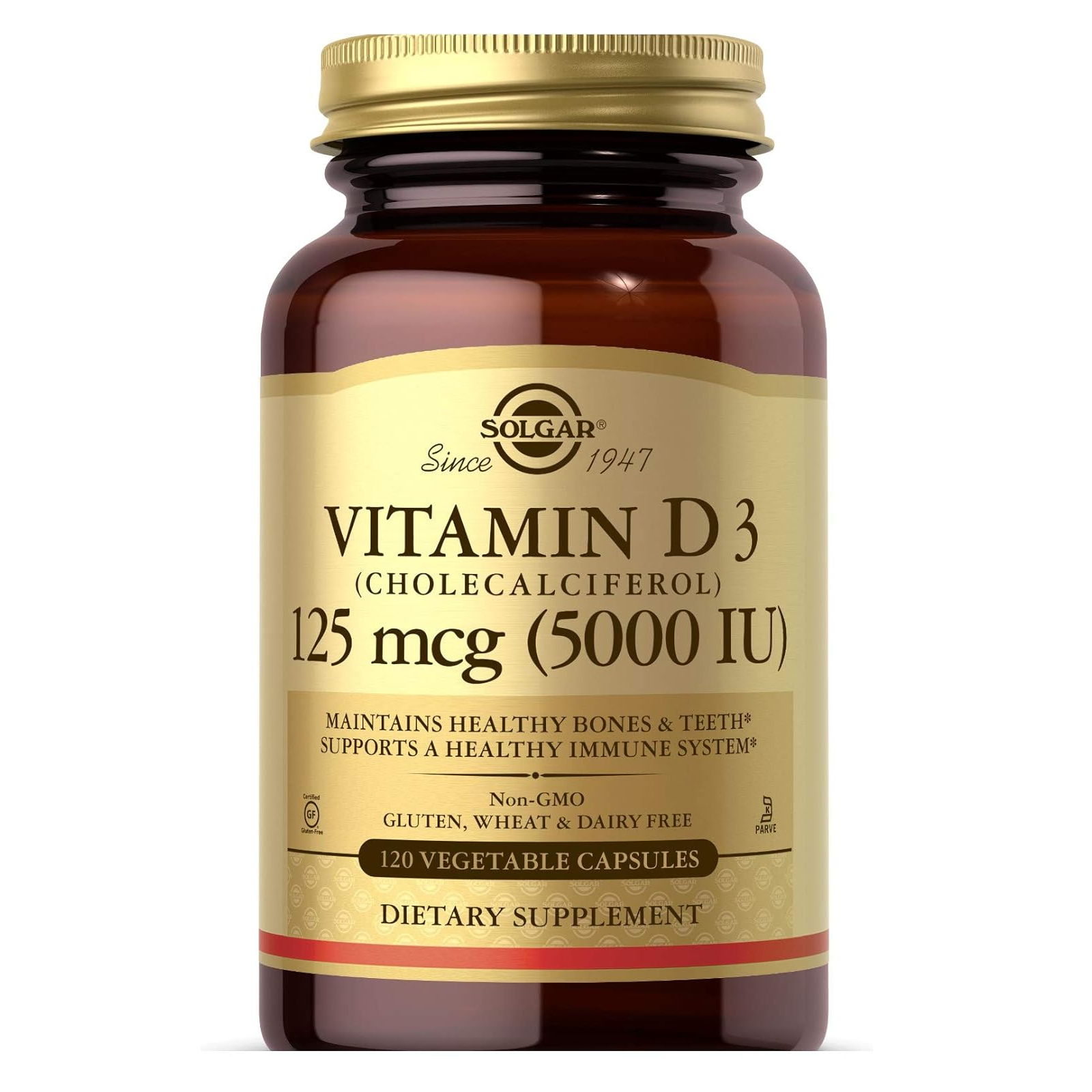 Витамин д3, Solgar, vitamin D3 (холекальциферол), 125 мкг (5000 МЕ), 120 вегетарианских капсул