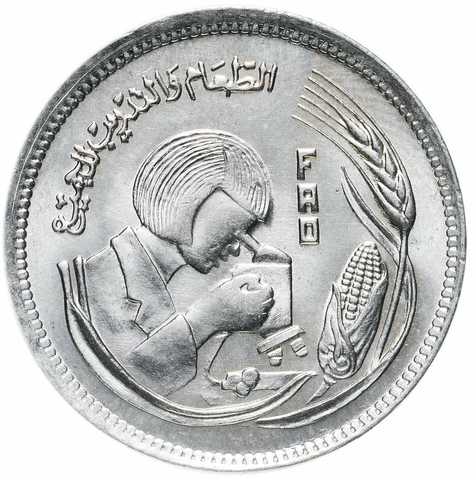 Египет 5 пиастров piastres 1978 "FAO ФАО - Продовольственная программа", Мельхиор медь-никель, в сохранности UNC