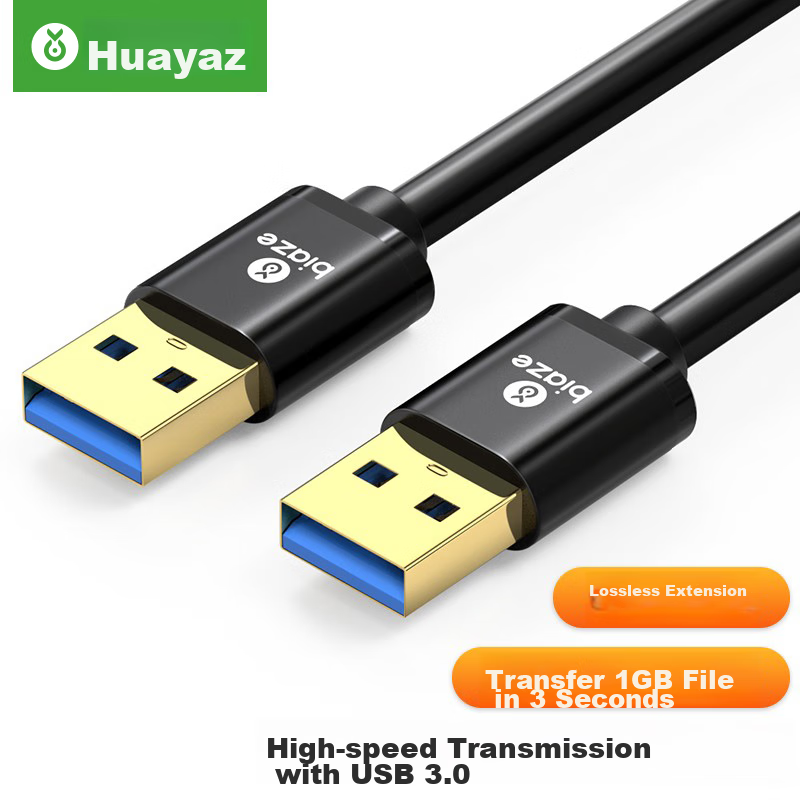 Biaze High-Speed USB 3.0 Data Cable, Male to Male, 0.5 Meters, Dual-Head for External Hard Drive Enclosure, High-Speed Data Transfer Cable, Laptop Cooling Pad, Car MP3 Connection Cable