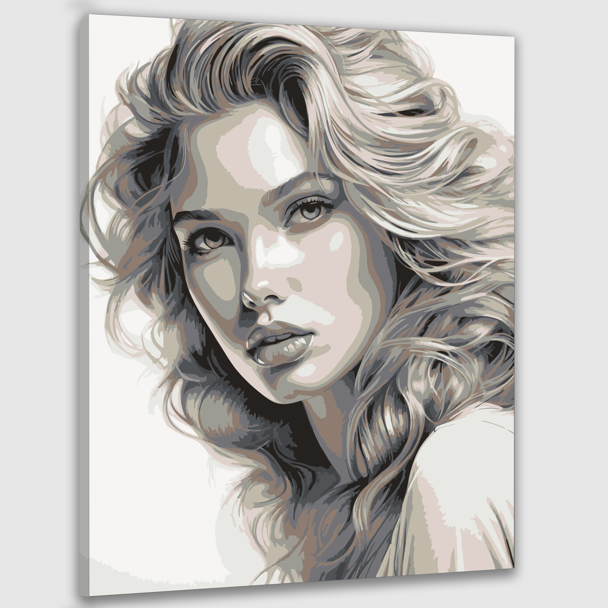 Картина по номерам 40x50 см, девушка, черты лица, растушевка, красота, выражение лица