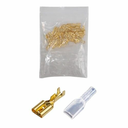 Клемма плоская 4.8мм (F) - 50 шт + Изол. втулки