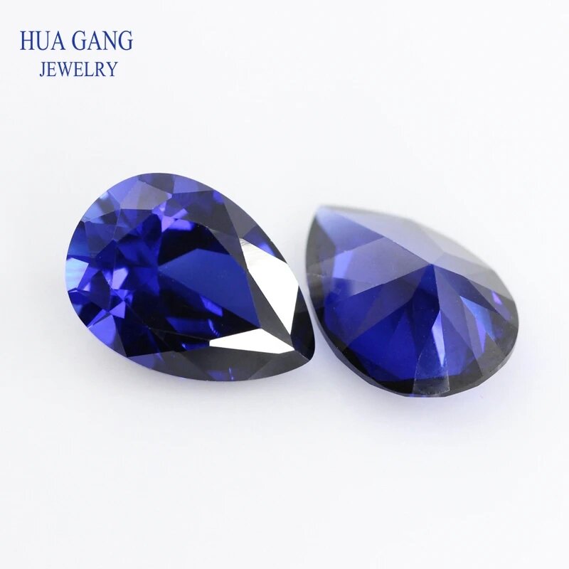 Синтетический корунд 34#, различные формы, сапфир, королевский синий, Темно-синий, 6x8mm-10pcs, pear
