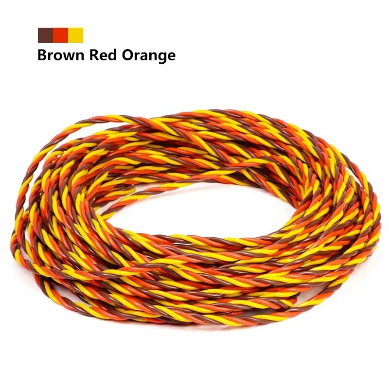 Витой кабель для сервопривода JR Futaba 26/22 AWG 30/60 жил 22AWG, Brown Red Orange, 3 meters