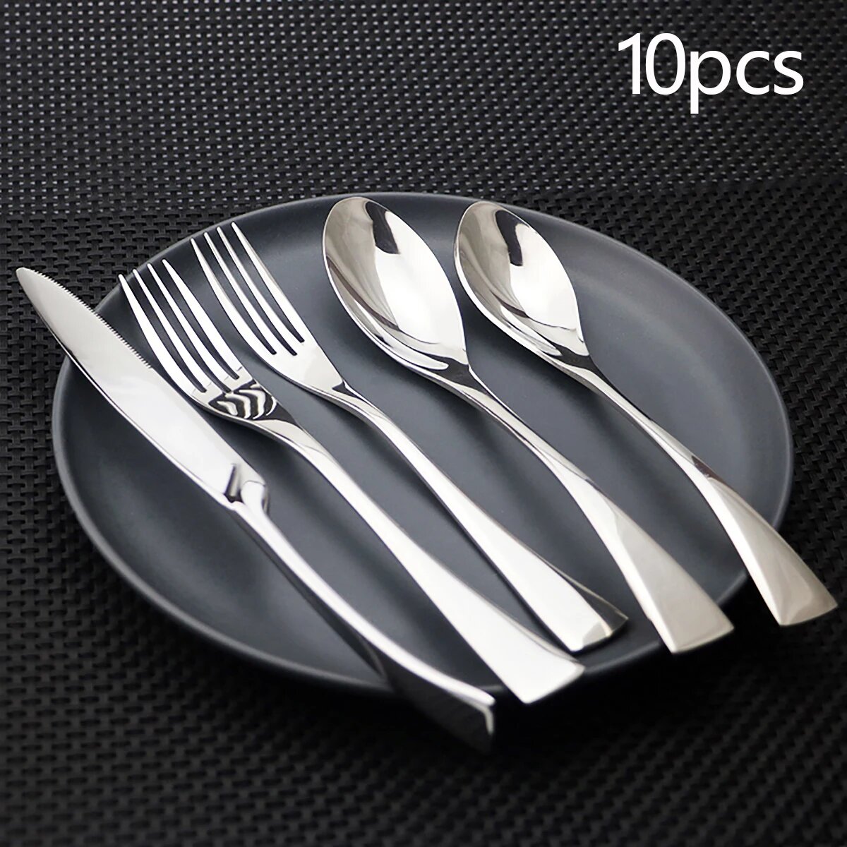 5 шт, серебряный набор столовых приборов, зеркало, посуда из нержавеющей стали, нож, вилка, десертная ложка, серебряная посуда, кухонные столовые приборы в западном стиле