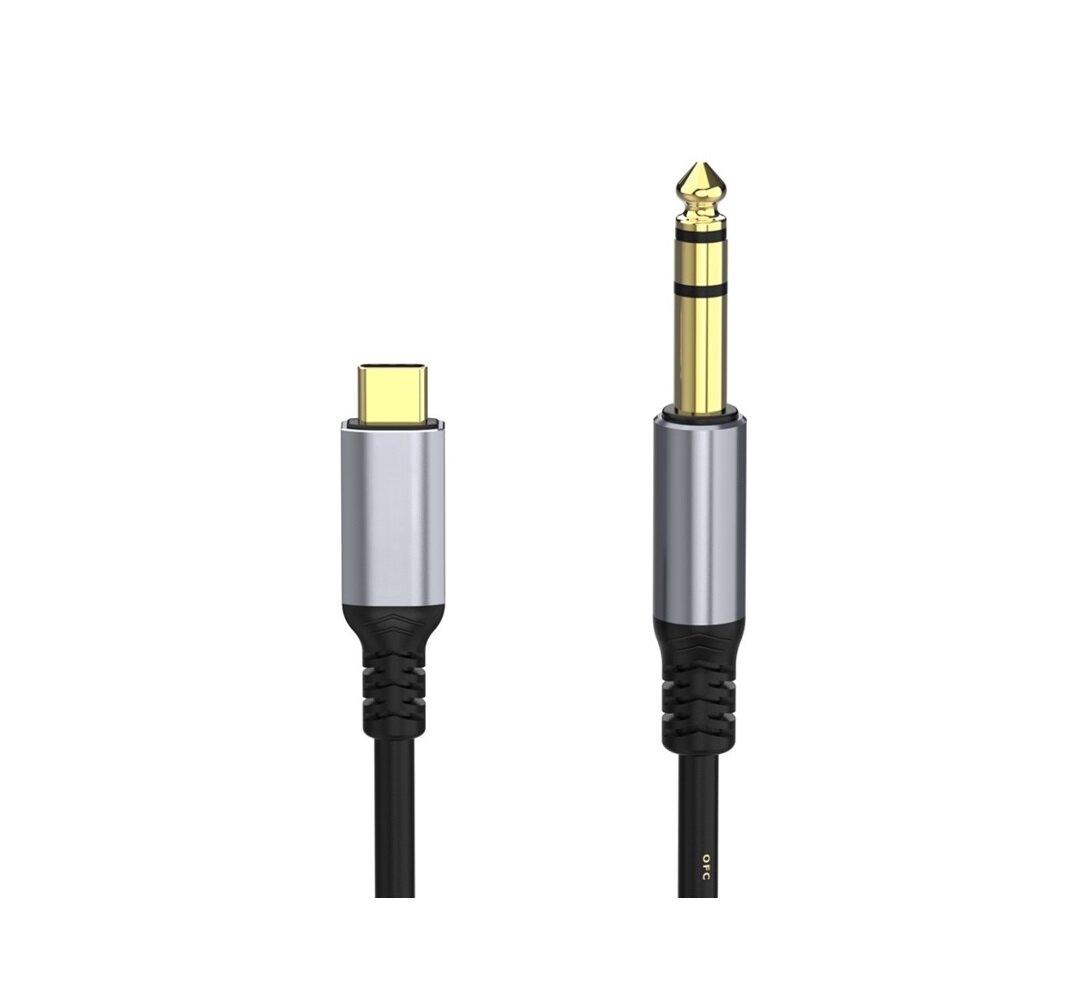 Шнур-переходник Premium, USB Type-C – Jack 6.3, 1.8 м, чёрный