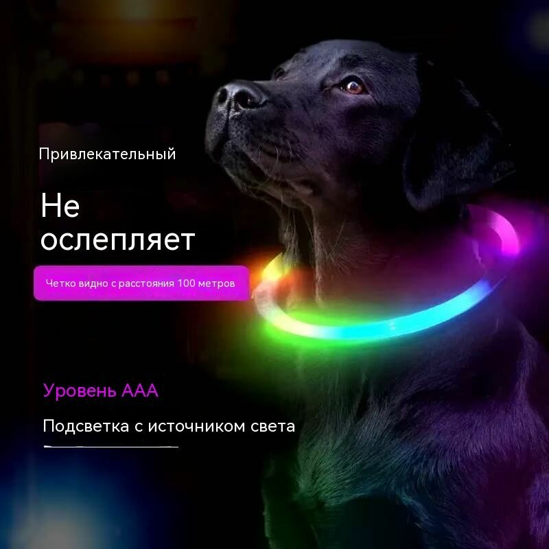 Светящийся ошейник для домашних животных для защиты от потери ночью