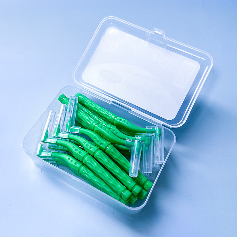 7-образная межзубная щетка в коробке, портативная L-образная межзубная щетка, щетка для зазоров между зубами, ортодонтическая зубная щетка, брекеты, межзубная щетка, 20 штук