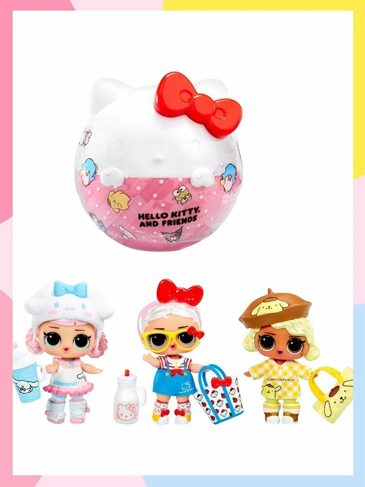 Кукла "Hello Kitty" Loves, 7 сюрпризов, 8 кукол, для детей от 3 лет, голубая, кремовая