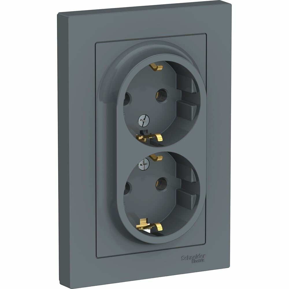 Розетка Systeme Electric AtlasDesign Грифель с/з двойная, 16А, в сборе SE ATN000724