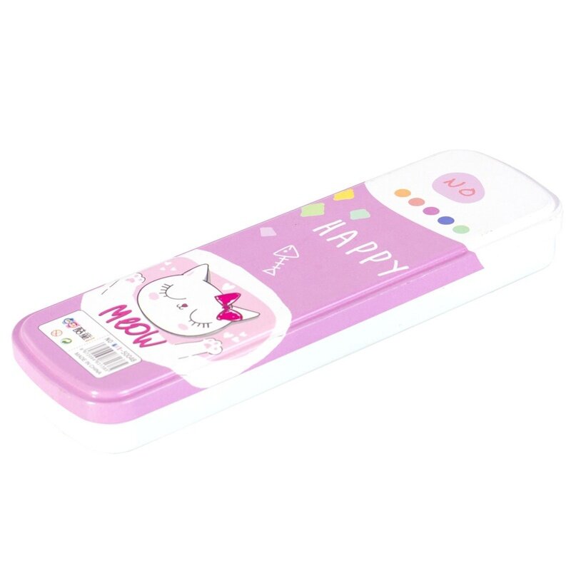 Пенал Alingar металлический 2 отделения, "Happy", ассорти